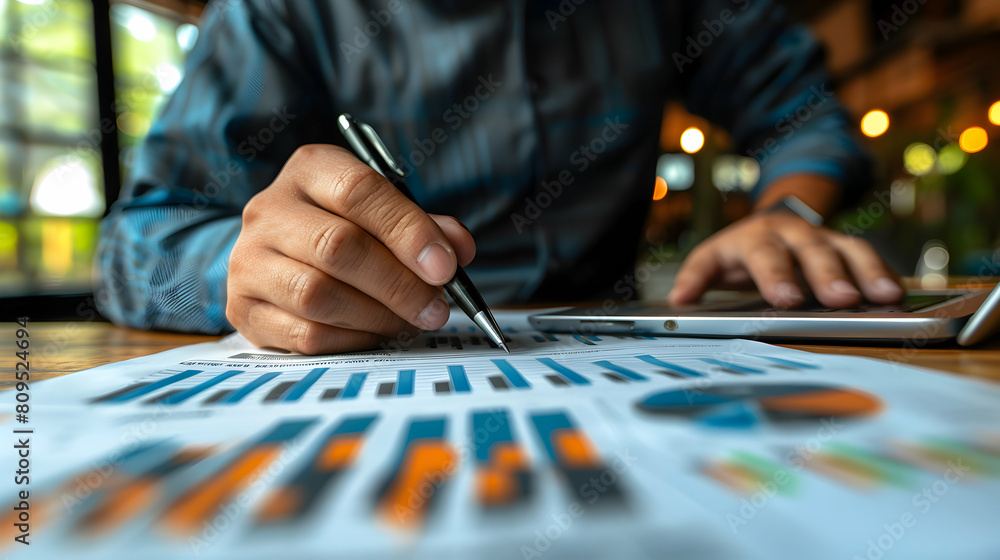 Photo realistic as Data Analyst Reviewing Performance Metrics concept ...