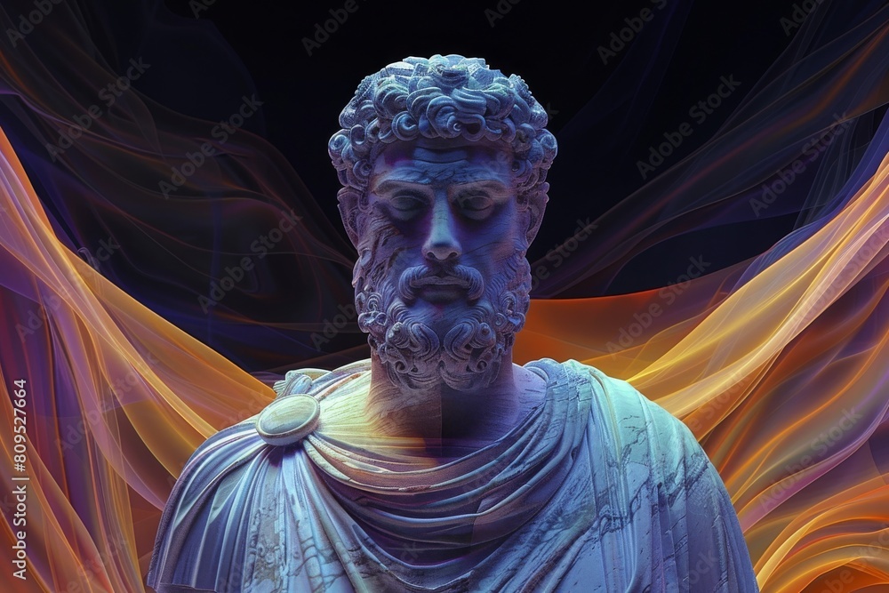 Abstract classic stoic ancient greek, roman sculpture. Portraying a ...