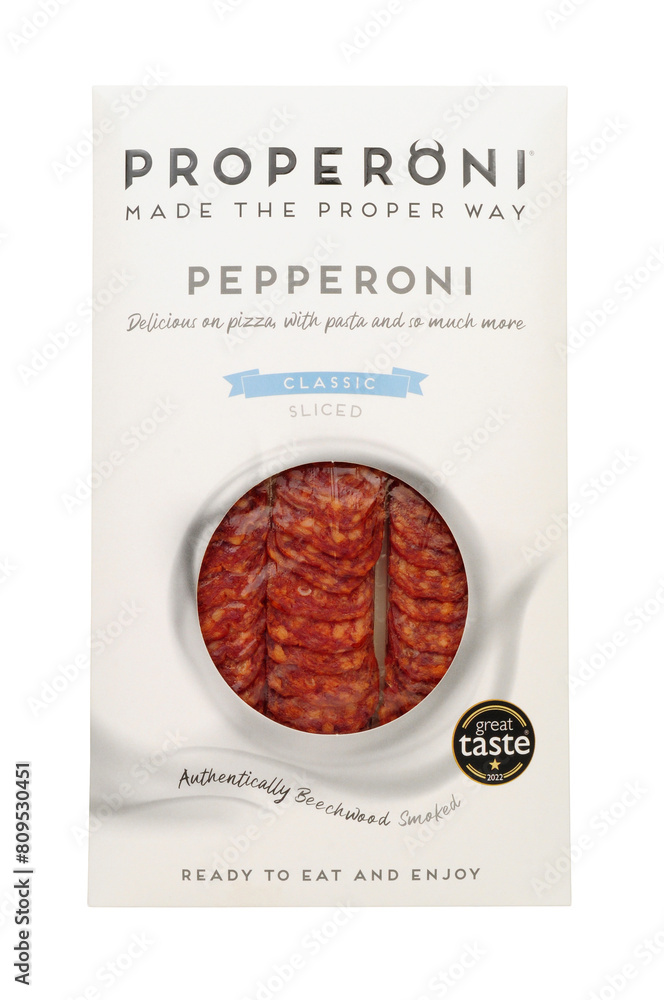 Properoni classic sliced beechwood smoked pepperoni and naturally cured ...