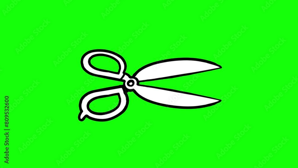 Animated scissors black and white video green screen background ...