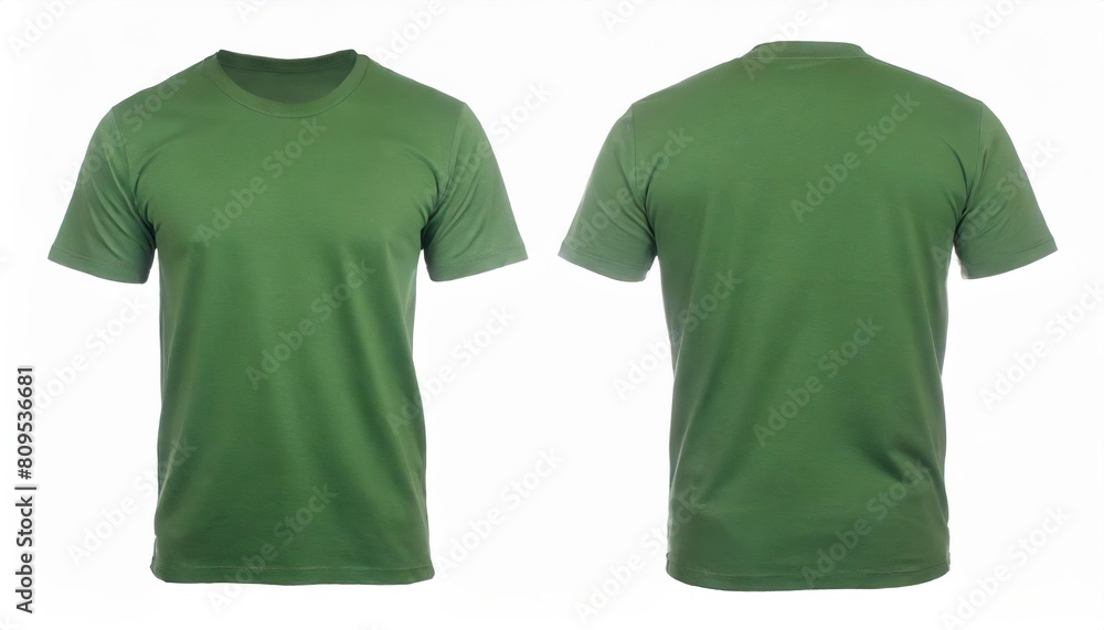 green t shirt front and back view, isolated on white background. Ready ...