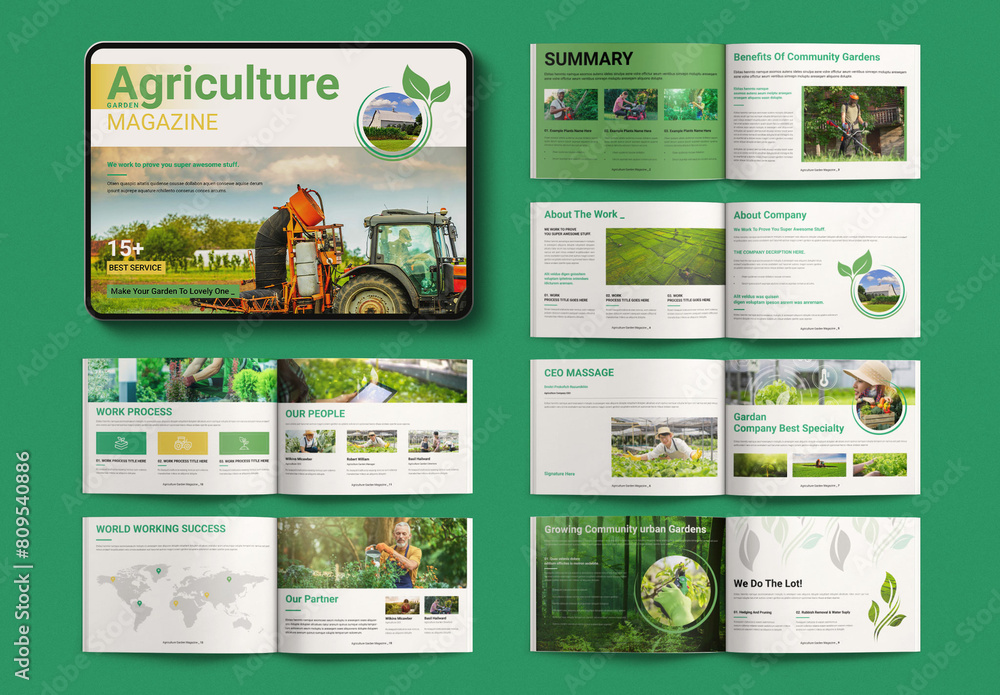 Modelo de Digital Agriculture Garden Magazine Template Design Layout ...