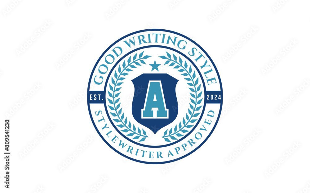 Badge letter A for University / College / Graduate / Campus logo design ...