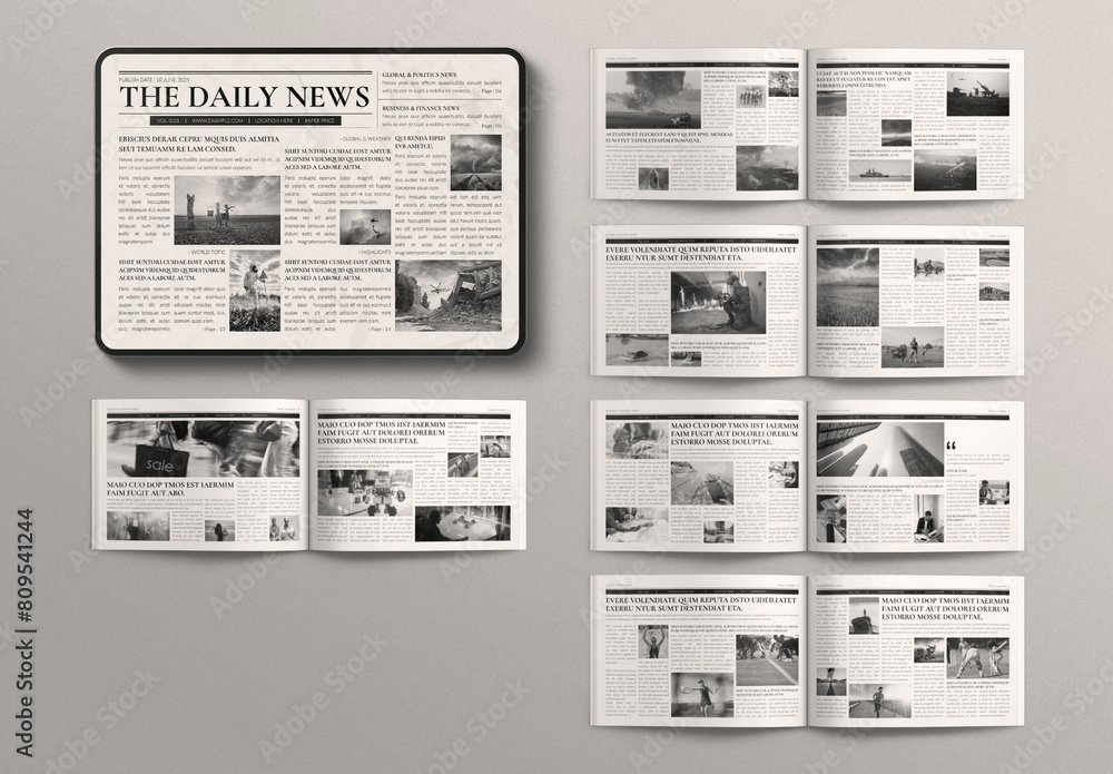 Digital Newspaper Layout Design Template Landscape Template Stock ...