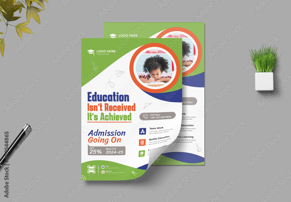School Admission Flyer Template Stock Template | Adobe Stock