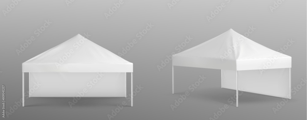 Tent mockup for exhibition event. Realistic 3d vector illustration set ...