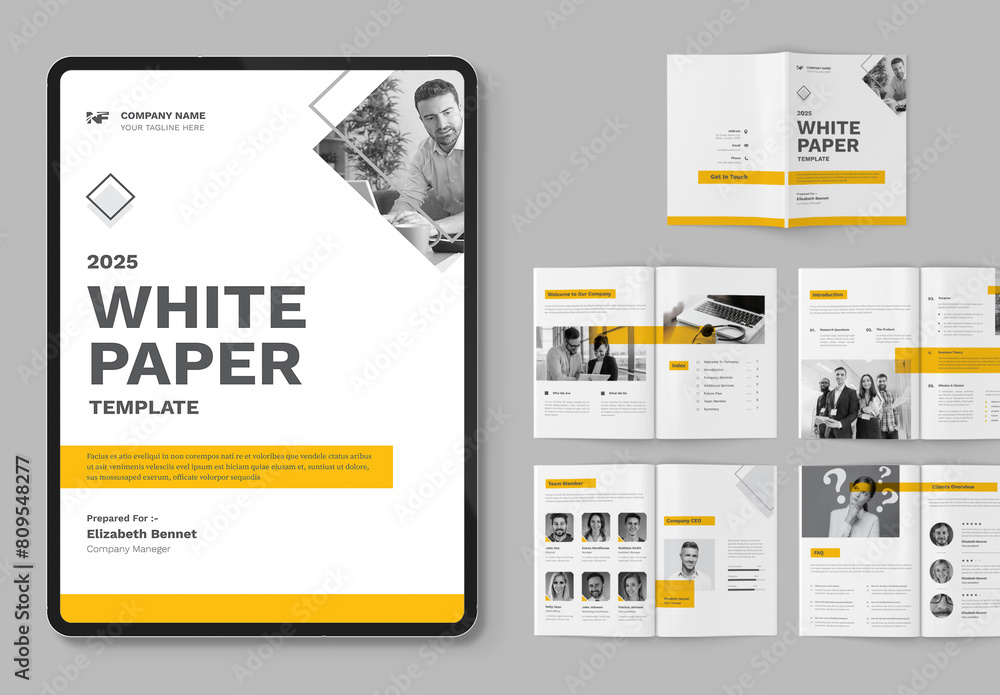 White Paper Brochure Template Layout Stock Template | Adobe Stock