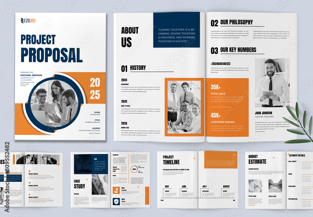 Project Proposal Book Stock Template | Adobe Stock