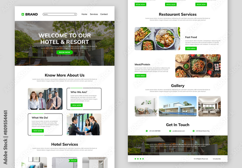Hotel Resort Modern Email Newsletter Stock Template | Adobe Stock