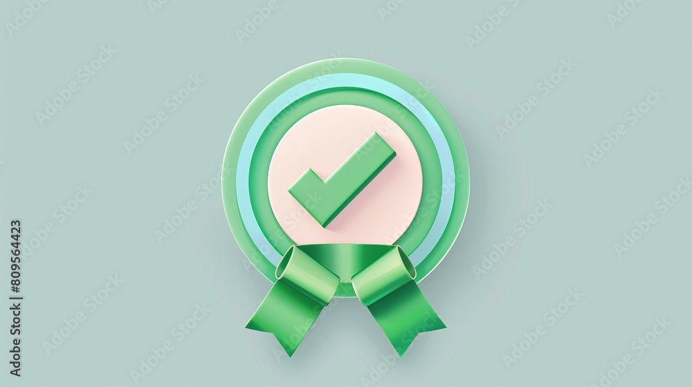 Checkmark with a Ribbon Icon: A green checkmark tied with a ribbon ...