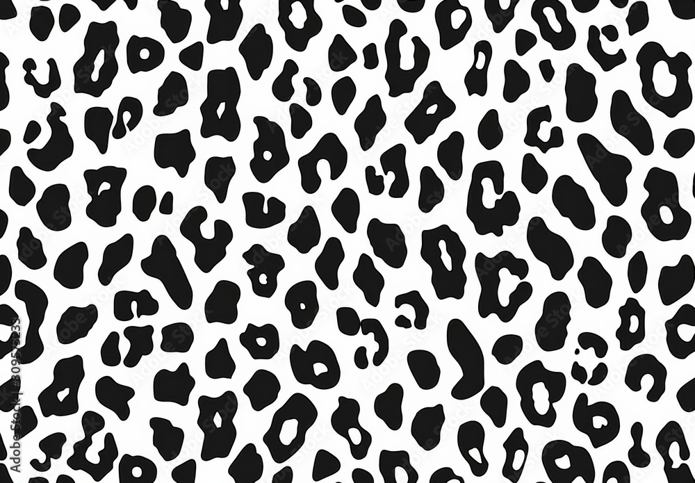 leopard print pattern, seamless black and white vector illustration ...