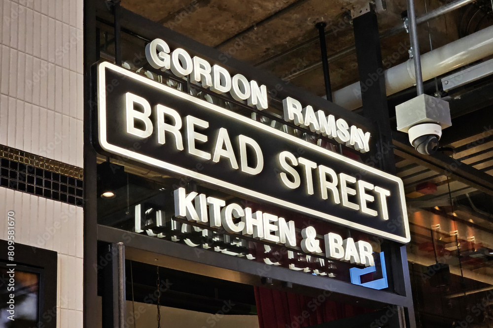 Bangkok, Thailand May 08, 2024 Bread Street Kitchen and Bar sign. It is ...