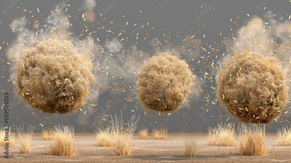 An isolated tumbling weed ball on a transparent background. Modern ...