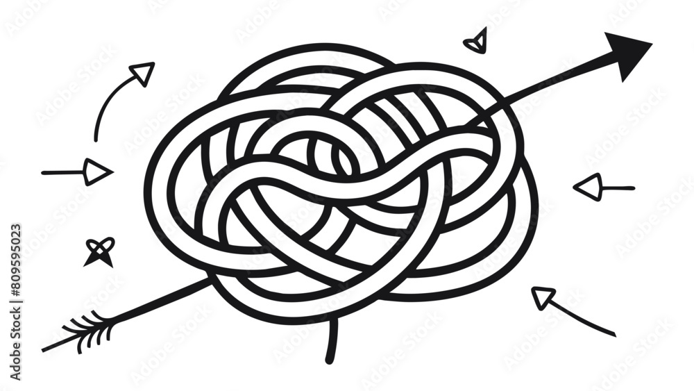 Messy scribble arrow lines. Chaotic doodle line ravel tangle, hand ...