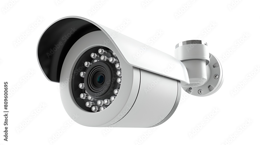 Modern surveillance camera isolated on white backdrop. Security ...