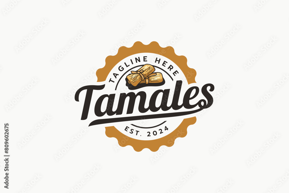 Tamales logo with a combination of two tamales and beautiful lettering ...