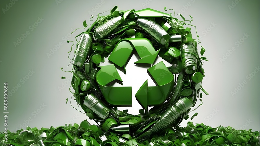 The recycle symbol is displayed in this image, which is enhanced with ...