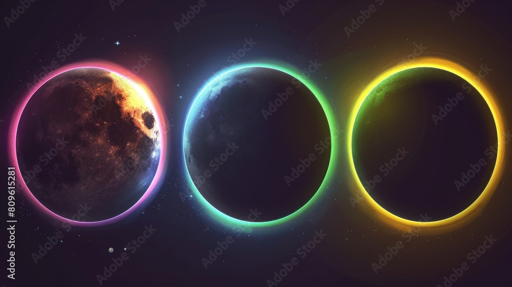 A realistic set of solar eclipse overlays on transparent backgrounds ...