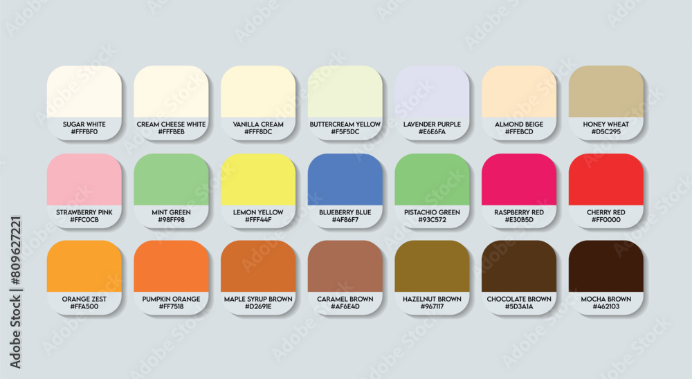 Bakery Color Guide Palette with Color Names. Catalog Samples Bakery ...