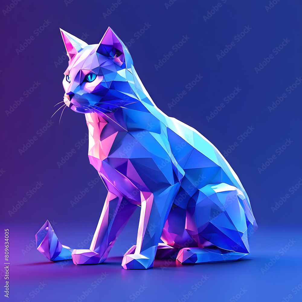 sharp cat with aura low poly style, generative ai Stock Illustration ...