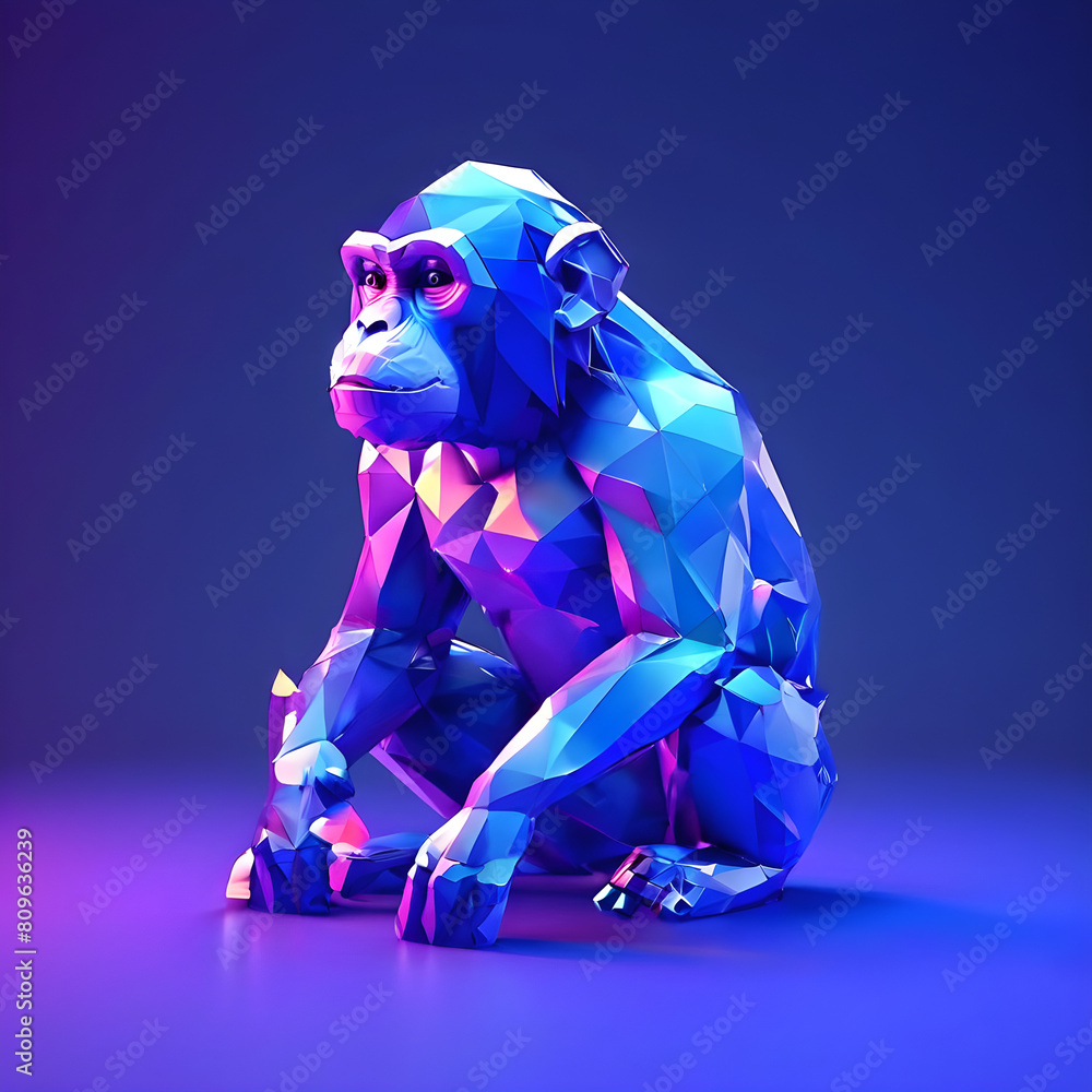 sharp monkey with aura low poly style, generative ai Stock Illustration ...