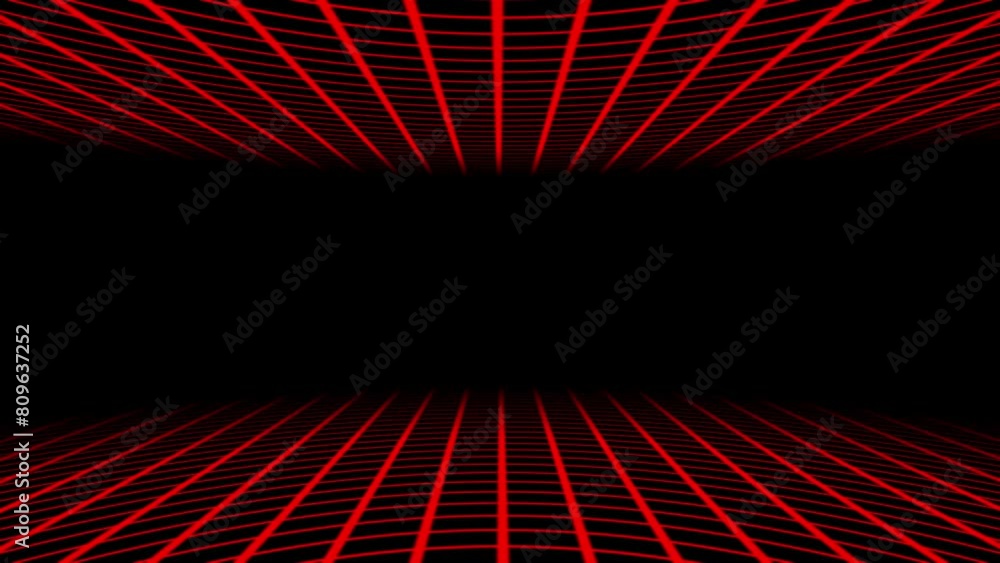 Looped sliding grid tunnel background in red color. Perfect for motion ...