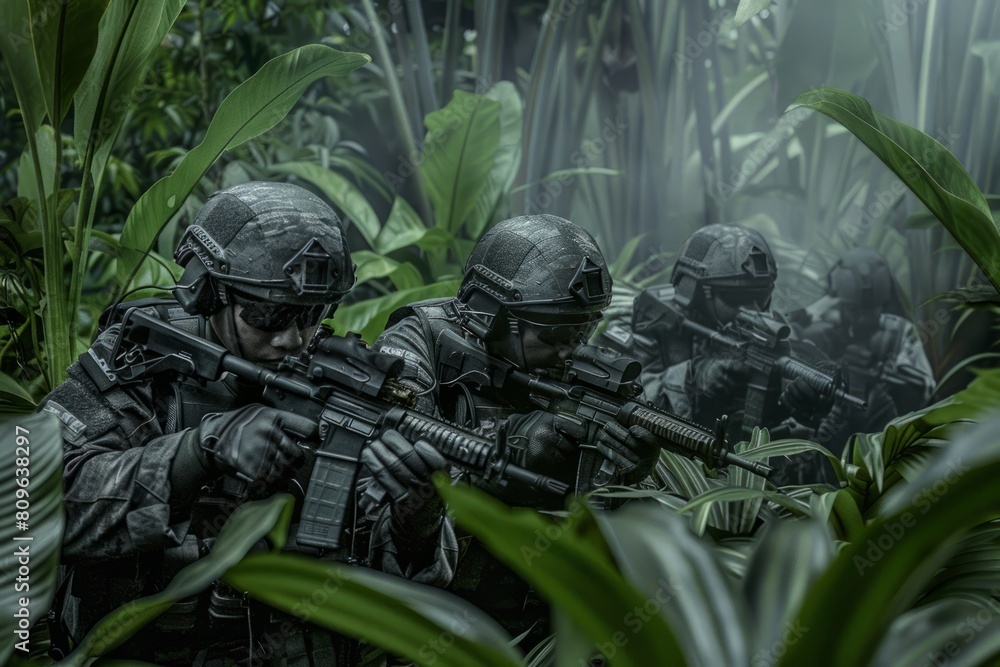A group of highly-trained soldiers, known as elite commandos, are seen ...