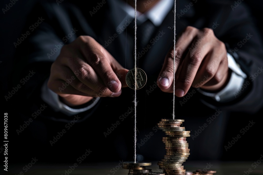 Interest rates and dividends, business development with percentage ...