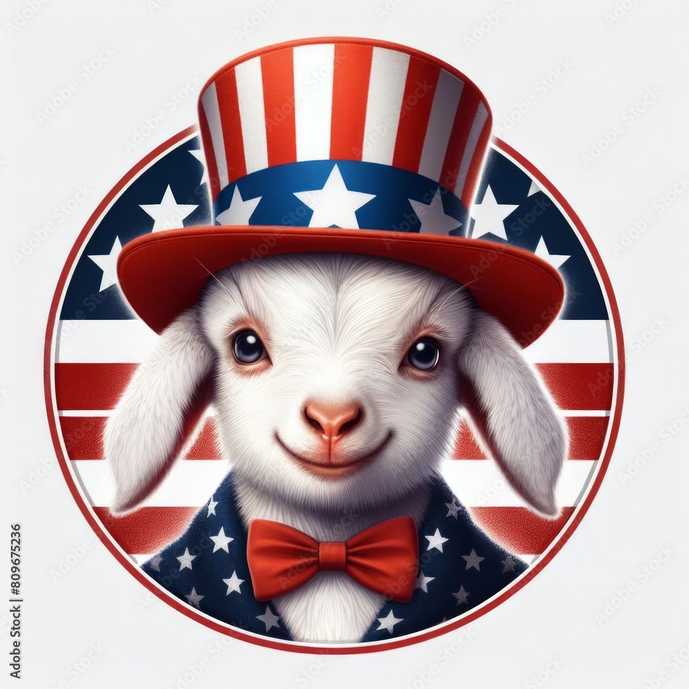 Goat 4th of July patriotic American flag Independence day Mascot Logo ...