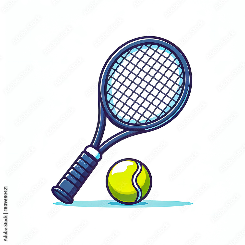 Vector illustration of a tennis racket and tennis ball on a white ...