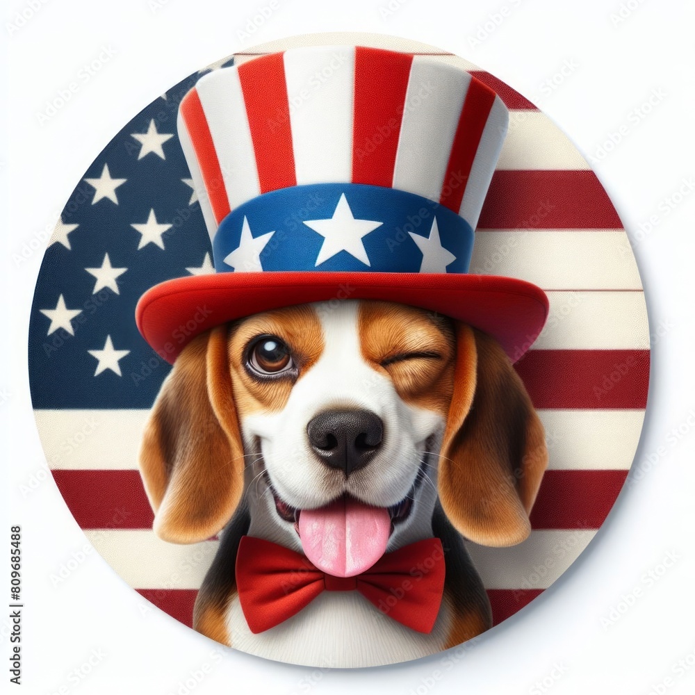Beagle Dog 4th of July patriotic American flag Independence day Mascot ...