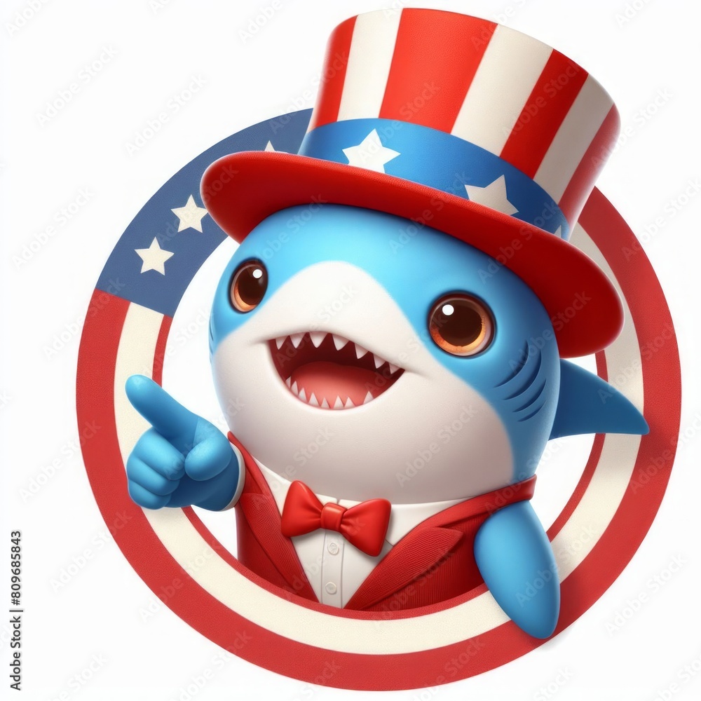 Shark 4th of July patriotic American flag For Presidential Election ...