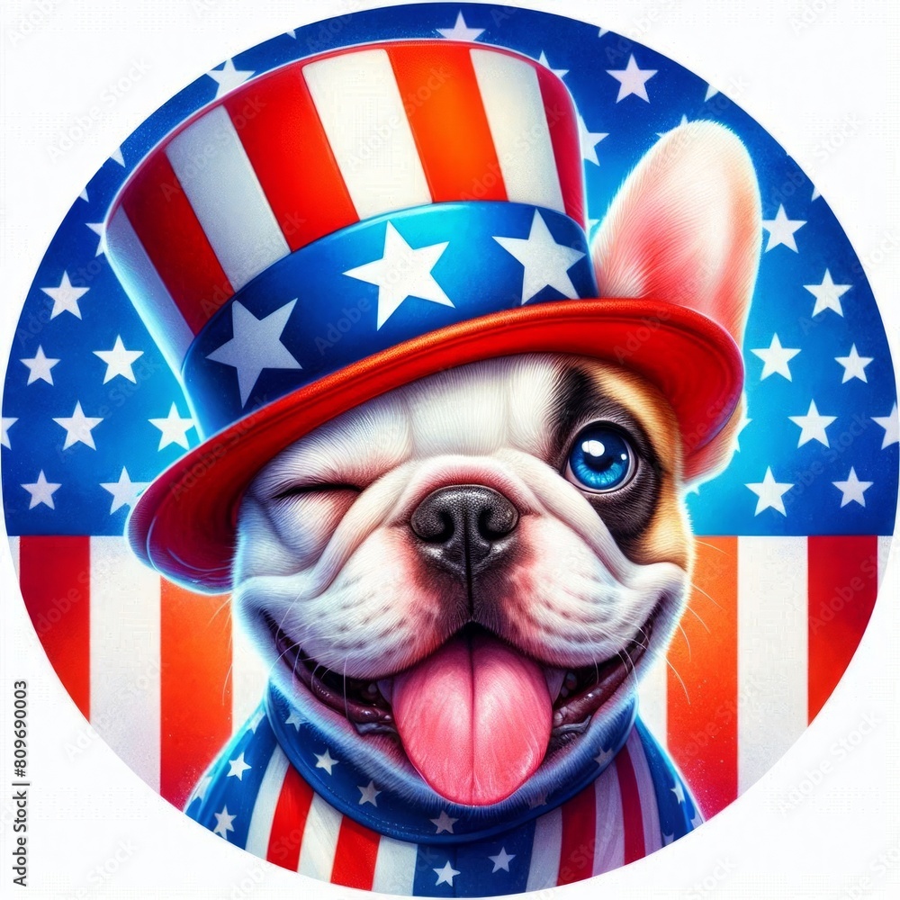 French Bulldog Dog 4th of July patriotic American flag Independence day ...