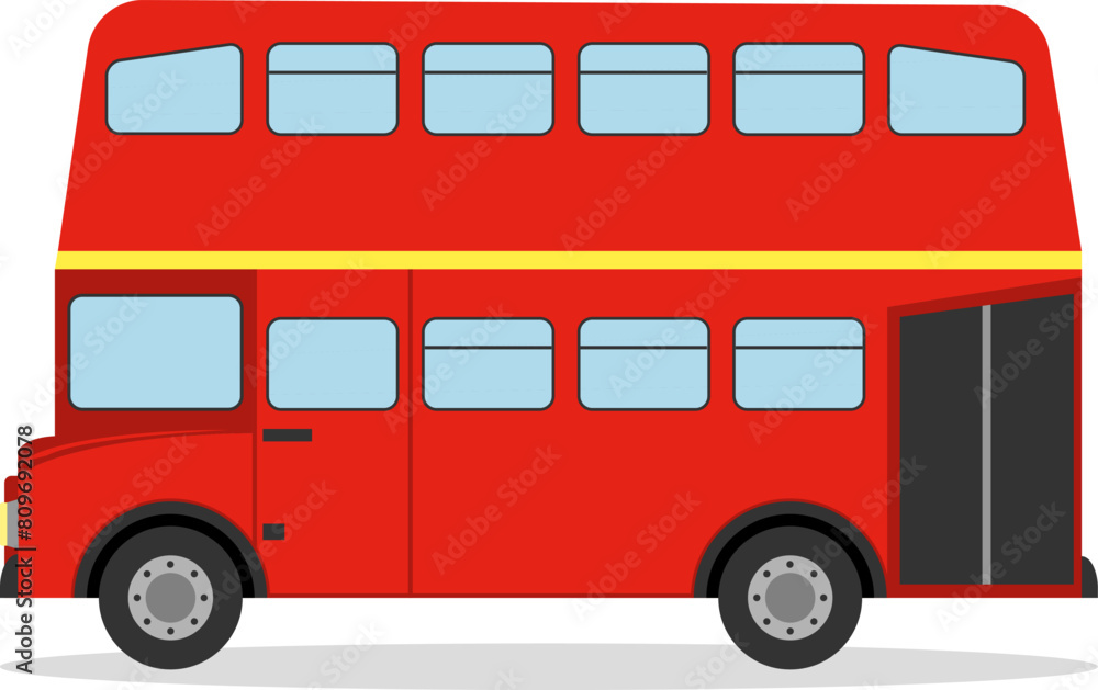 London bus, realistic red bus with shadow isolated on white background ...