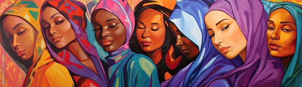 Multicultural Portrait: Painting Highlighting Women of Various Skin ...