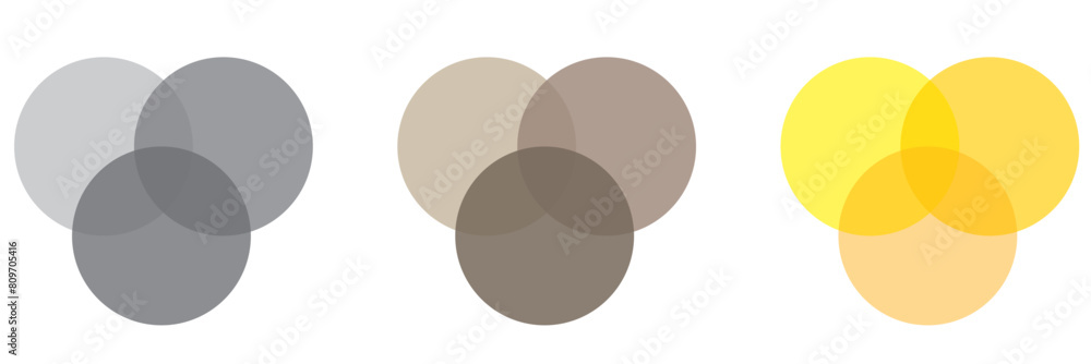 Venn diagram three overlapping circles chart line and solid. Business ...