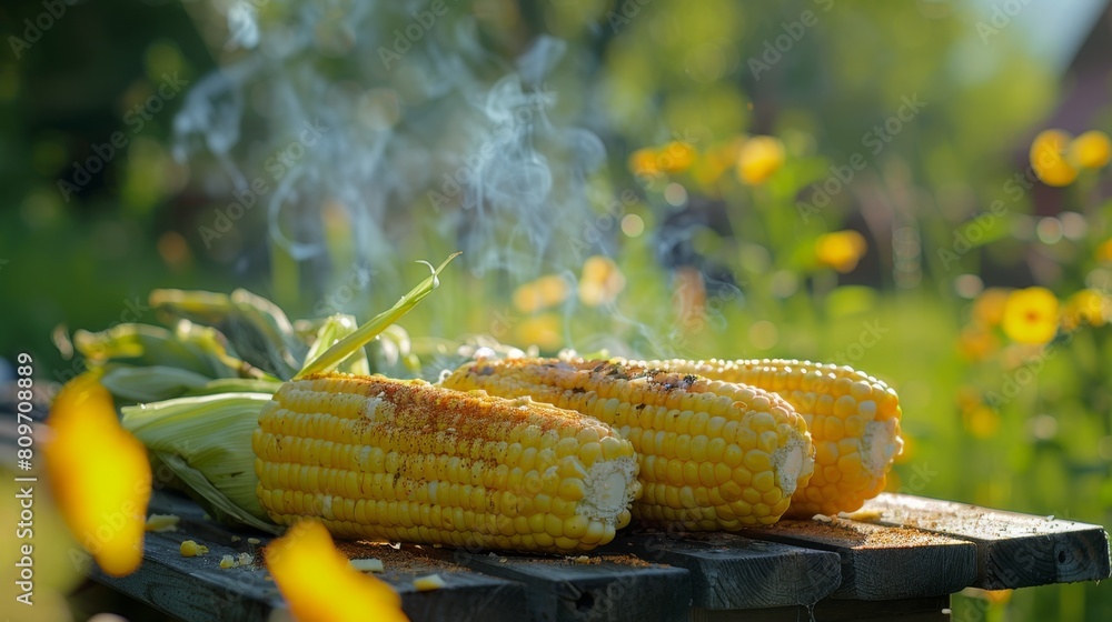 summer barbecue vibes with grilled corn on the cob slathered in butter ...