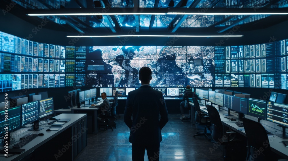 Manager Holds a Staff Meeting in the System Control Room. His staff ...