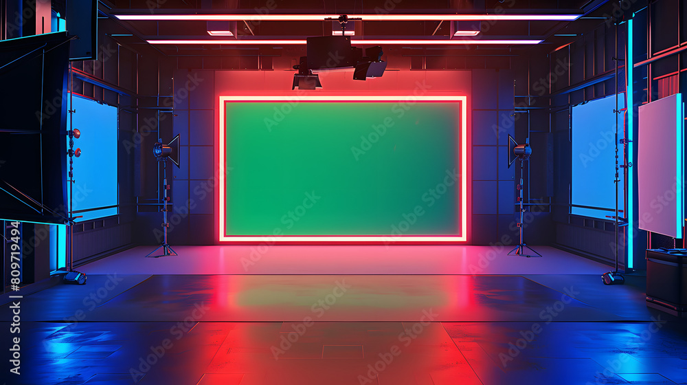 Chroma tv screen studio virtual background Stock Photo | Adobe Stock