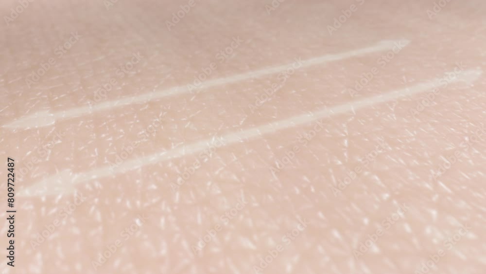 Skin wrinkle reduction. 3d rendering of human skin surface before and ...