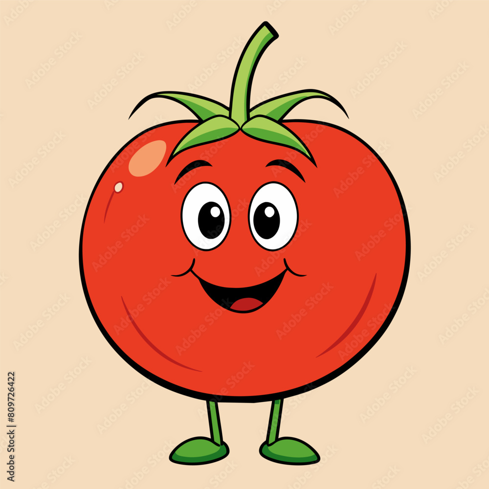 Cartoon Tomato Illustration, Cartoon Art Stock Vector | Adobe Stock