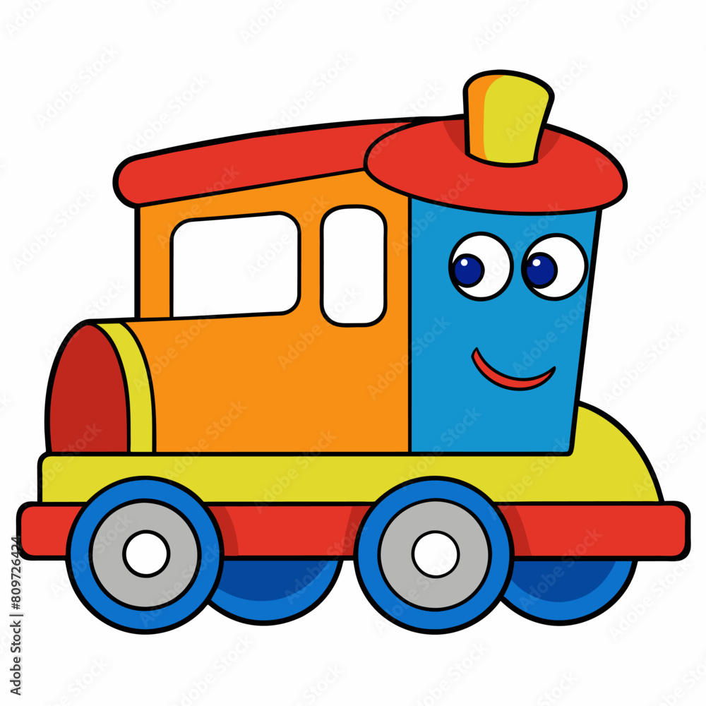 Cartoon Toy Train Illustration, Cartoon Art Stock Vector | Adobe Stock