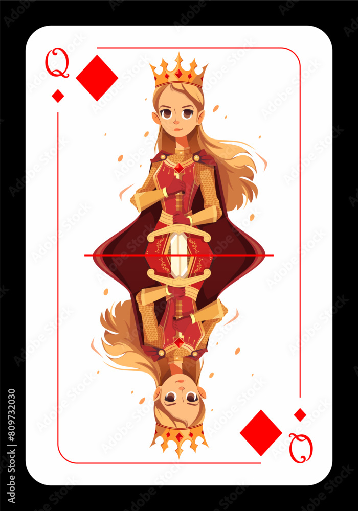 Playing card queen of diamonds. Queen of diamonds, original playing ...