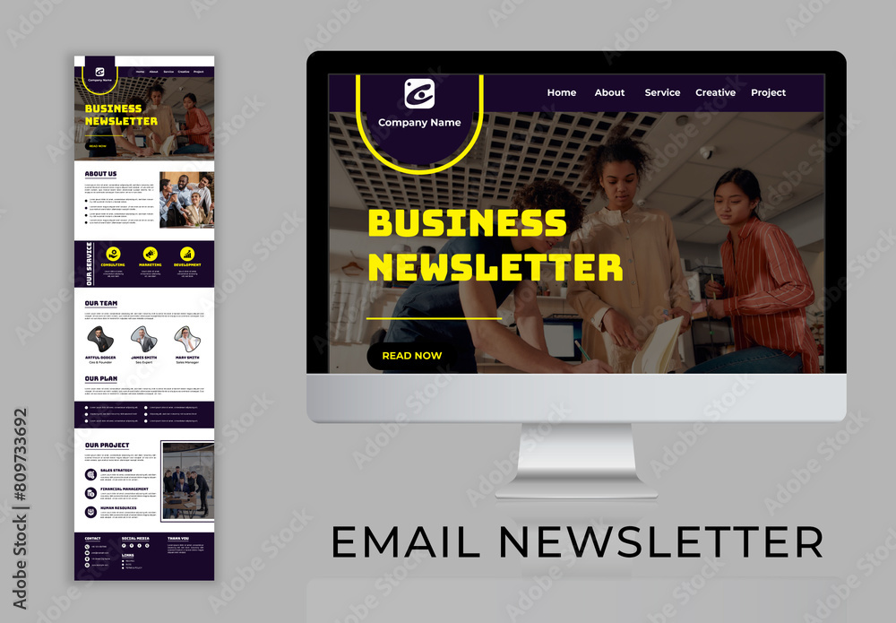 Business Email News Letter Layout Stock Template | Adobe Stock