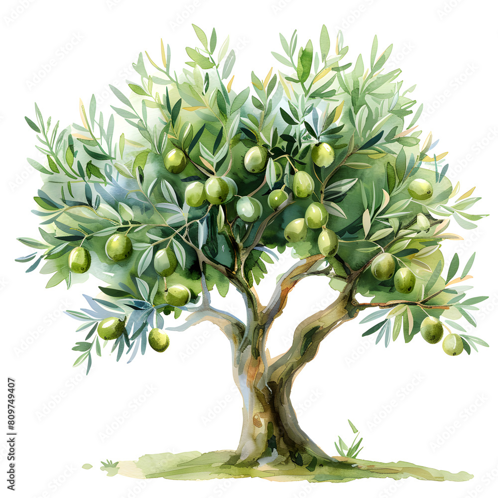 Trees front view, PNG, watercolor style vector tree, olive tree ...
