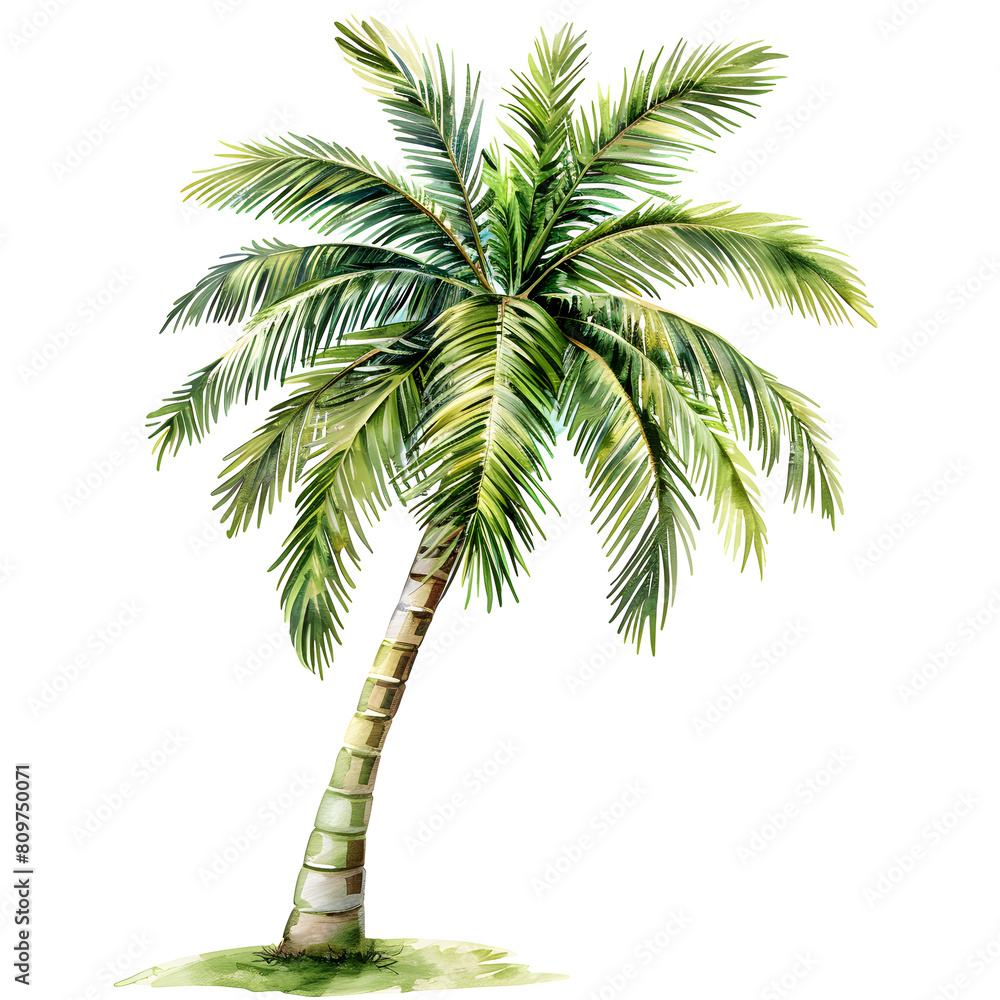 Trees front view, PNG, watercolor style vector tree, palm tree ...