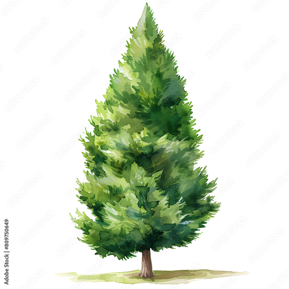 Trees front view, PNG, watercolor style vector tree, pine tree ...