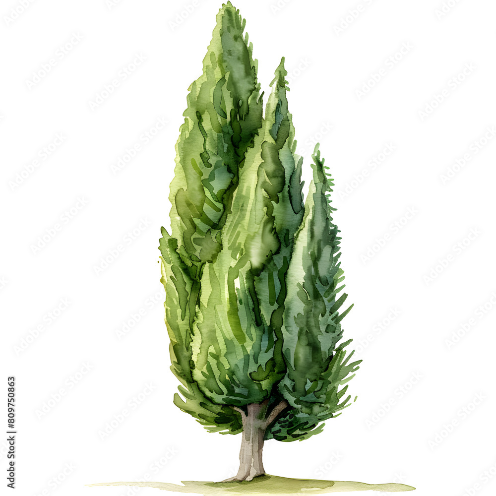 Trees front view, PNG, watercolor style vector tree, pine tree ...