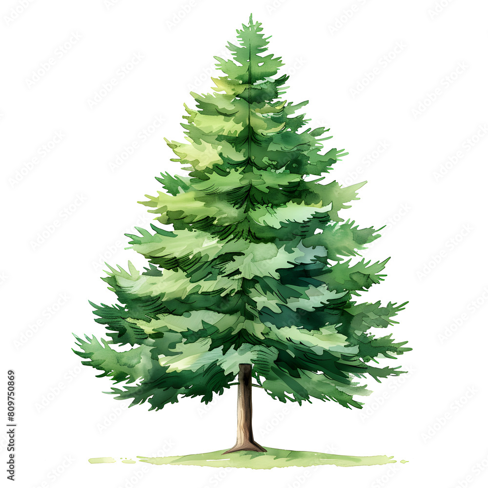 Trees front view, PNG, watercolor style vector tree, pine tree ...