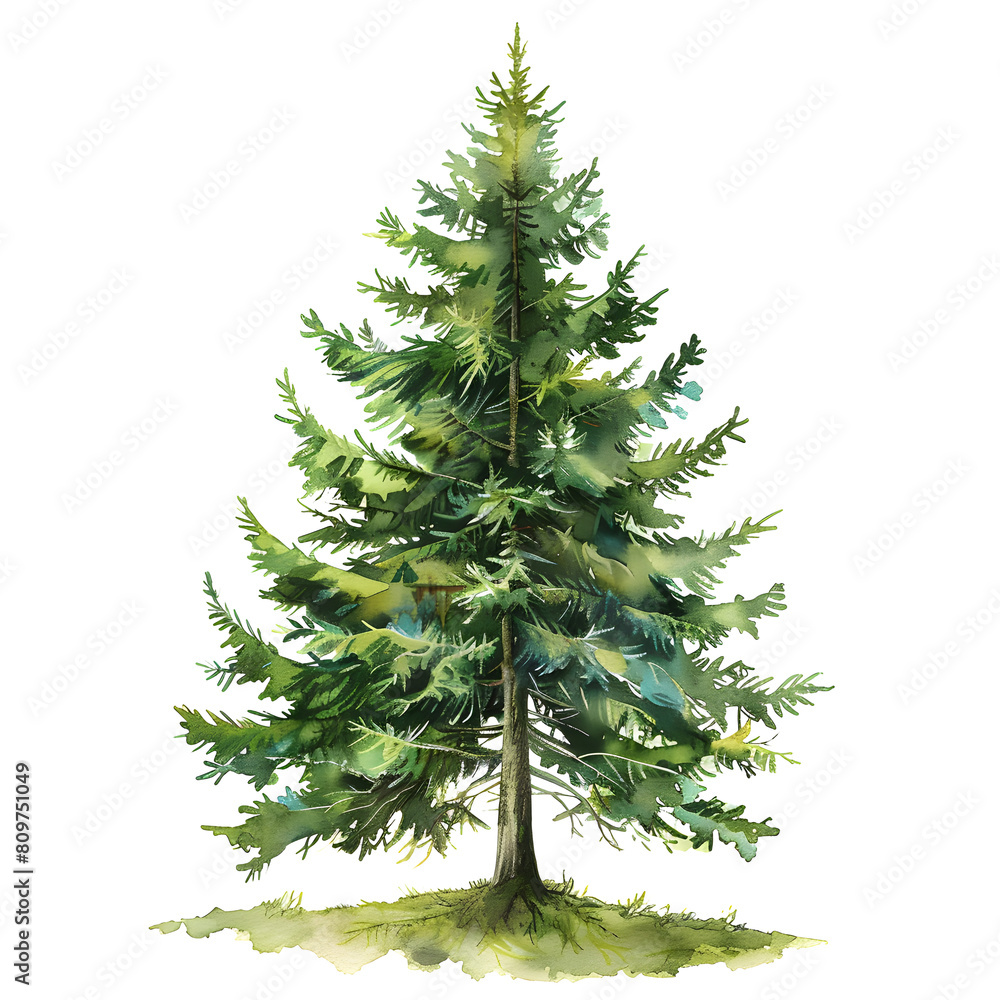 Trees front view, PNG, watercolor style vector tree, pine tree ...